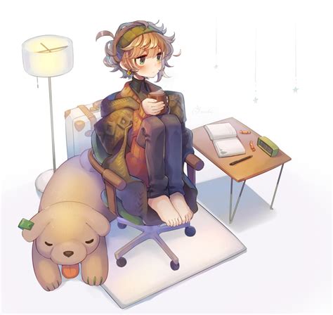 Safebooru 1girl Absurdres Barefoot Black Pants Blush Brown Hair