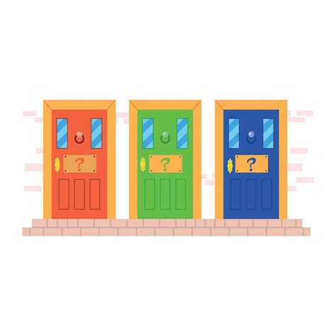 Three Doors With Question Marks On Them 49568496 Vector Art At Vecteezy