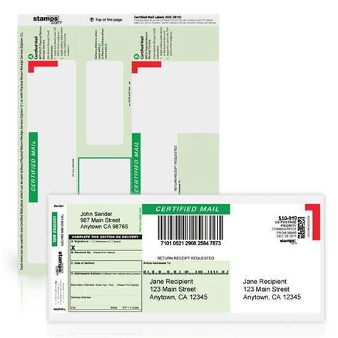 Certified Mail Printable Labels With Return Receipt 25 Sheets Laser Compatible