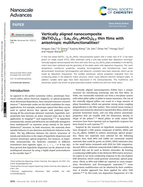 Pdf Vertically Aligned Nanocomposite Batio308la07sr03mno302