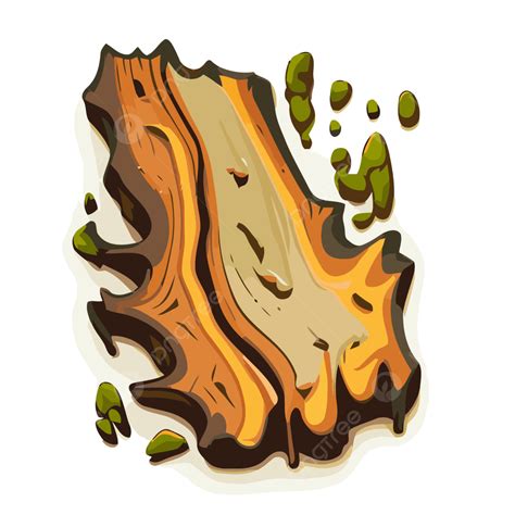 Tree Bark Vector Sticker Clipart Very Stylized Tree Stump Cartoon