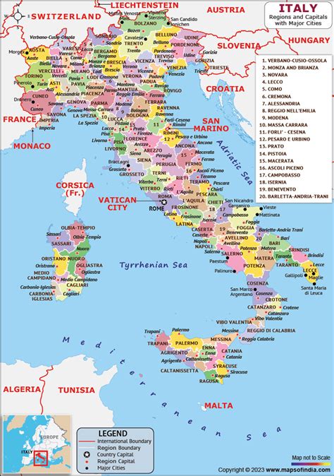 Italy Map With Cities Names And Regions