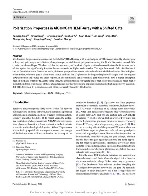 Polarization Properties In Algangan Hemt Array With A Shifted Gate