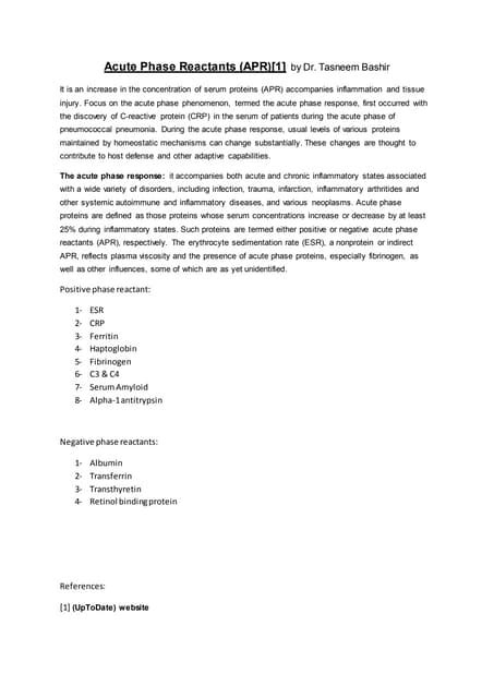 Acute Phase Reactants Docx