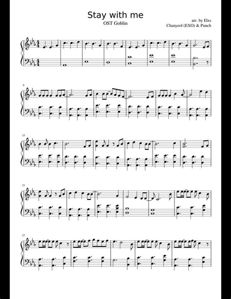 Stay With Me Goblin Ost Sheet Music For Piano Download Free In Pdf Or Midi