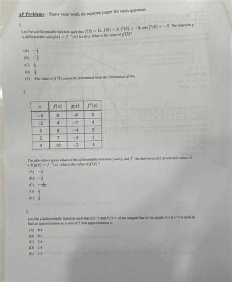 Solved 1 Let F Be A Differentiable Function Such That