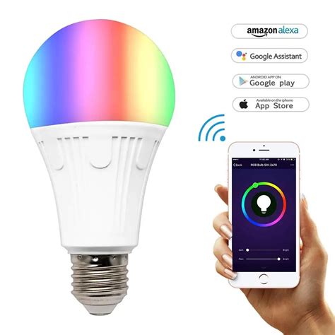 LED Smart Bulb W RGB LED Dimmable Wifi Bulb Bluetooth Mesh Works With Google Amazon