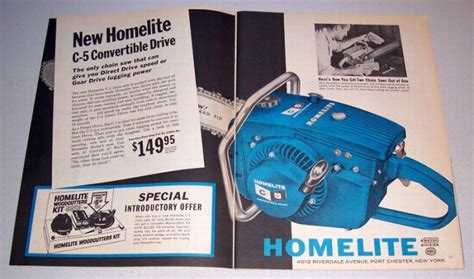1962 Homelite C 5 Convertible Drive Chain Saw 2 Page Print Ad