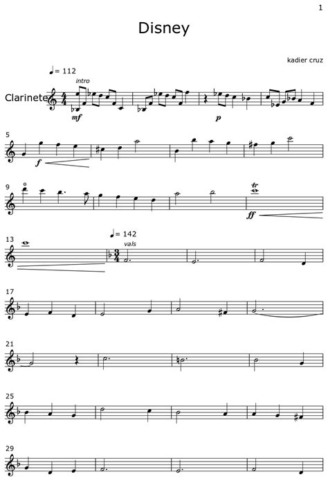 Disney Sheet Music For Clarinet