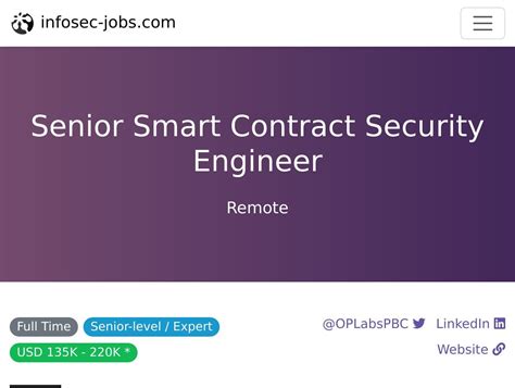 Hiring Senior Smart Contract Security Engineer Remote Rinfosecjobs