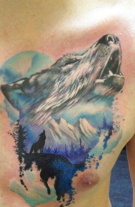 Colorful Abstract Wolf Tattoo