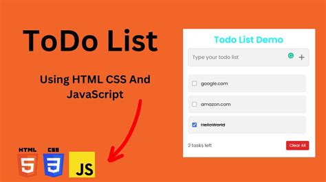 Build A Todo List App In HTML CSS JavaScript In With Code YouTube