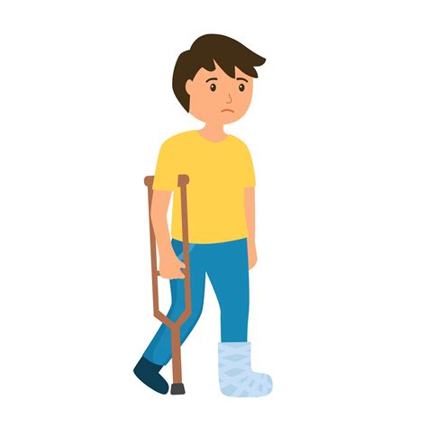Sad Boy With Broken Leg In Flat Design On White Background 25677815