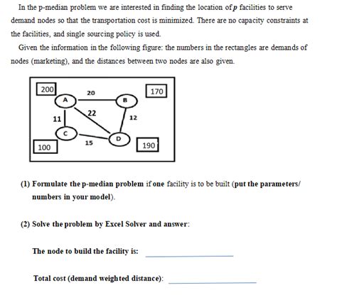 Solved In The P Median Problem We Are Interested In Finding