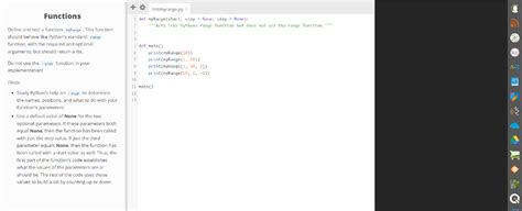 Solved Testmyrange Py Functions Del Chegg