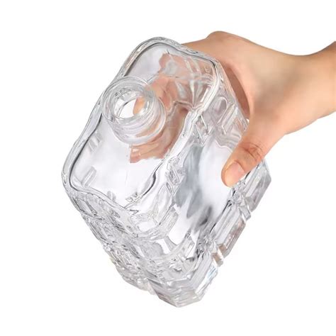 Square Rectangular Wine Bottle Whisky Glass Flask Geometric Square Bottle