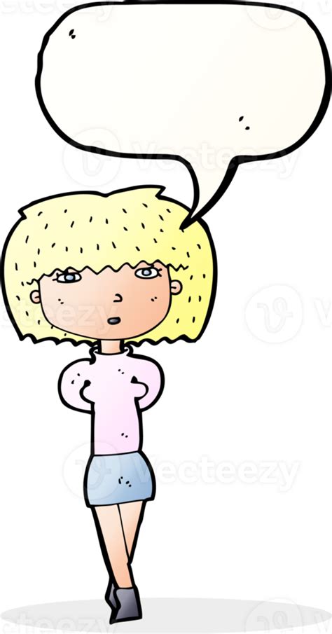 Cartoon Shy Woman With Speech Bubble 44289571 Png