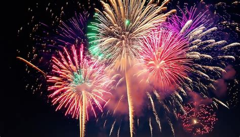 Premium Ai Image Vibrant Colors Illuminate Exploding Firework Display