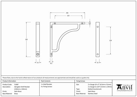 Satin Brass Abingdon Shelf Bracket 150mm X 150mm Handles At Heart