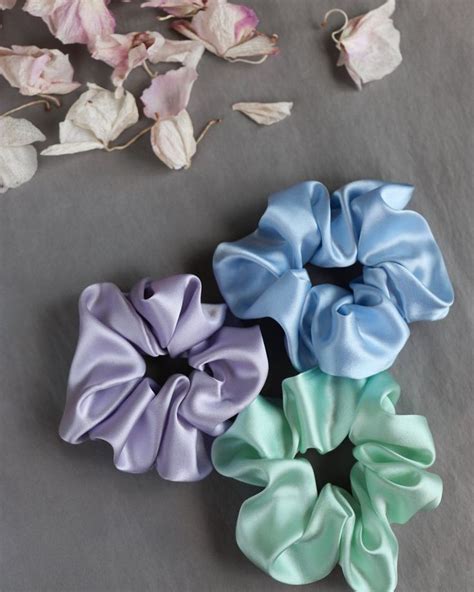 Satin Scrunchie Set Satin Scrunchie Bulk Satin Tie Silk Light Blue Mint