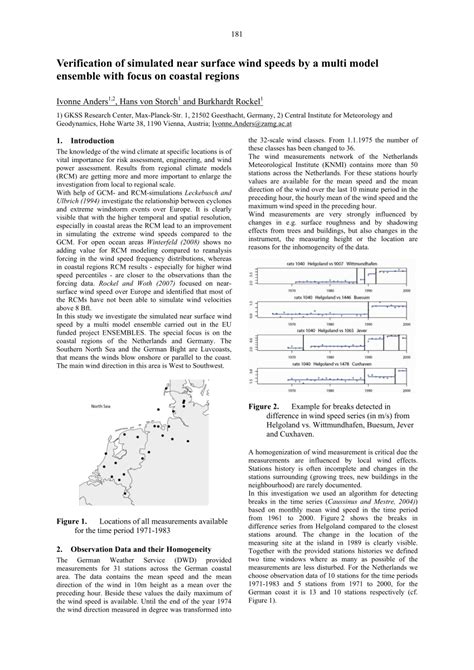 Pdf Verification Of Simulated Near Surface Wind Speeds By A Multi Model Ensemble With Focus On