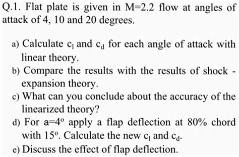 solved q 1 a flat plate is given in m 2 2 flow at angles of attack of