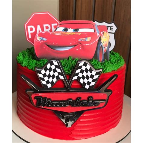 Topo De Bolo Relampago Mcqueen Topper Personalizado 3d Envio Rapido