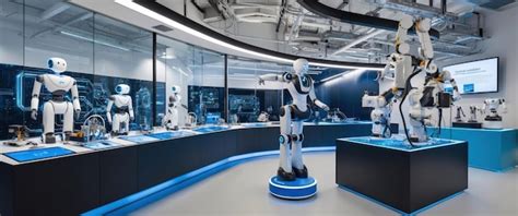 Futuristic robotics lab showcasing advanced technology and humanoid robots | Premium AI ...
