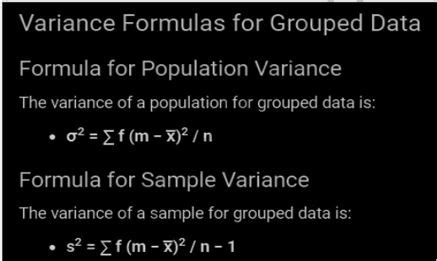Variance Formula For Grouped Data