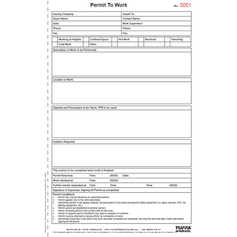 Permit To Work Books Esafety Supplies