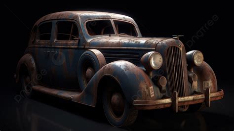 Vintage Car In D Render Background D Car Car Model Blue Car Background Image And Wallpaper
