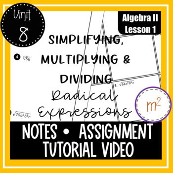 Simplify Multiply And Divide Radical Expressions Algebra TPT