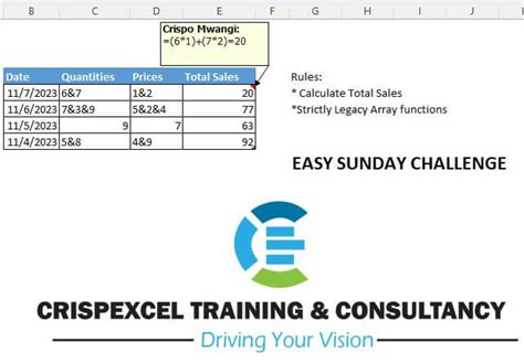 Excel Challenges Crispexcel Training And Consulting