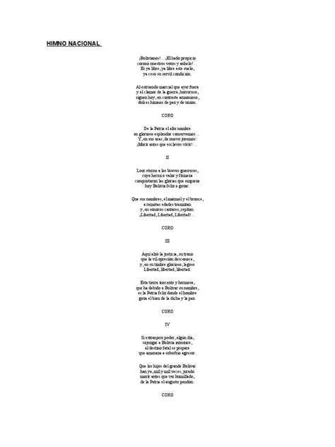 Himno Nacional Pdf Amor Bolivia