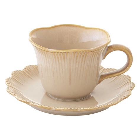 Rusztikus Porcelán Kávés Csésze Aljjal 110 Ml Fleuri Terracotta