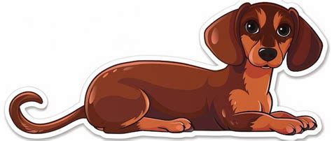 Cartoon Style Dachshund Sticker White Background Premium Ai Generated