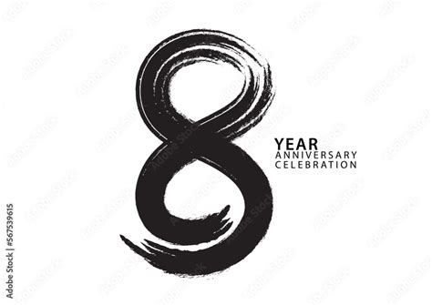 8 Year Anniversary Celebration Logotype Black Paintbrush Vector 8