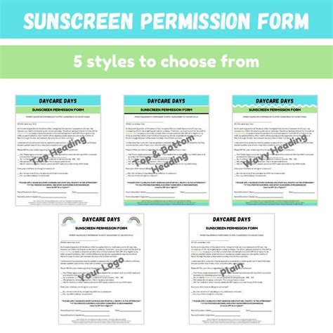 Sunscreen Permission Form Etsy