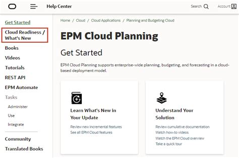get started with epm cloud planning