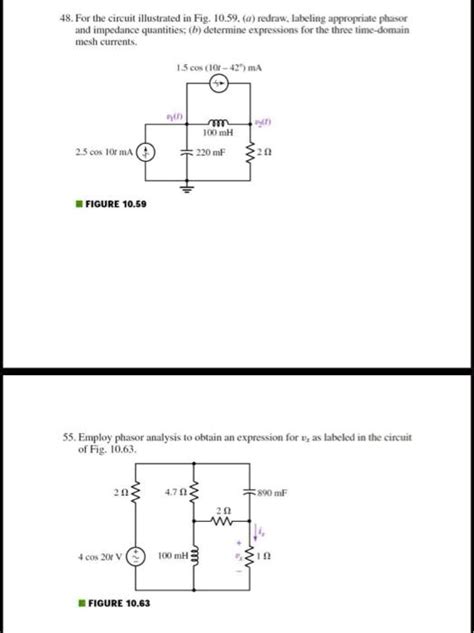 48 for the circuit illustrated in fig 10 59 a redraw labeling appropriate phasor and