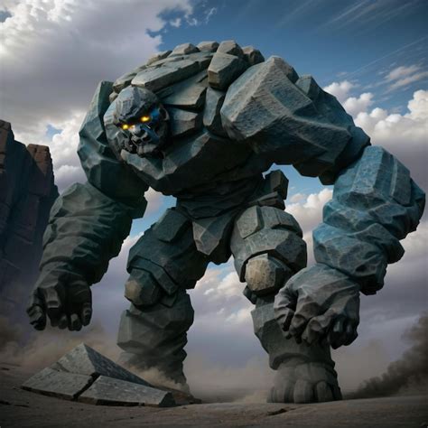 Stone Golem Premium Ai Generated Image