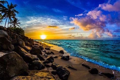 North Shore Sunset In Hawaii Wall Mural