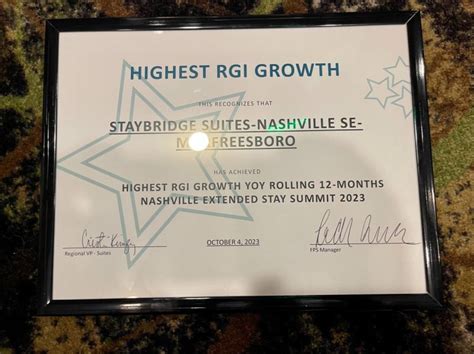 Amazing Achievement For Staybridge Suites Se Nashville Murfreesboro