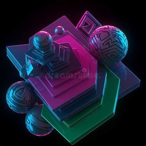 Geometric Abstract Composition Featuring Layered Hexagonal Shapes And