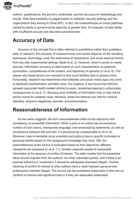 Checking The Information Credibility Accuracy Reasonableness And