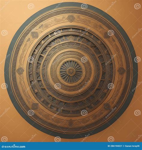 An Ancient Spiral Pattern On A Brown Background Generative Ai Stock