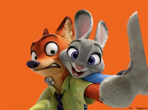 Selfie Laranja Da Oficial Judy Hopps E Seu Amigo Nick Wilde 4k Baixar