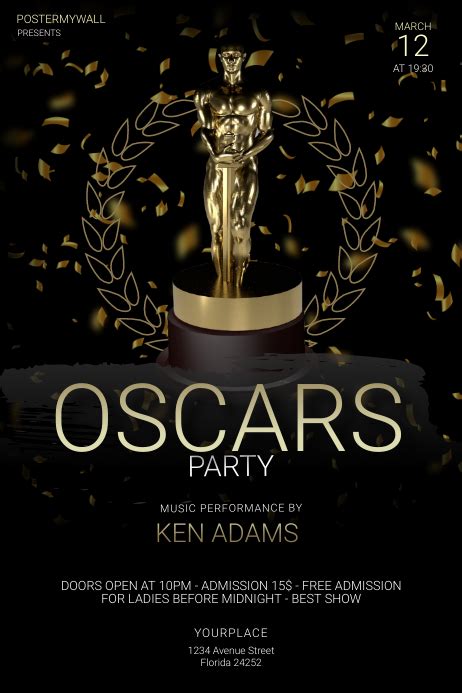 Oscars Party Flyer Template Postermywall