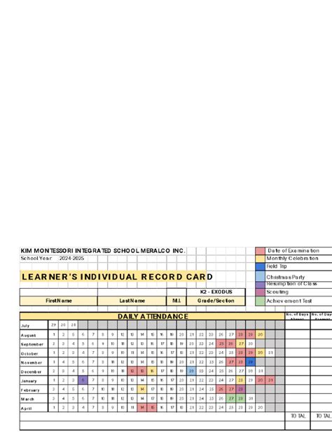 Kinder Individual Record Pdf