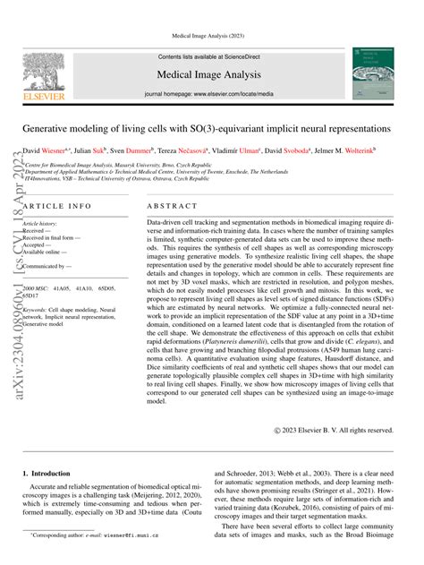 pdf generative modeling of living cells with so 3 equivariant